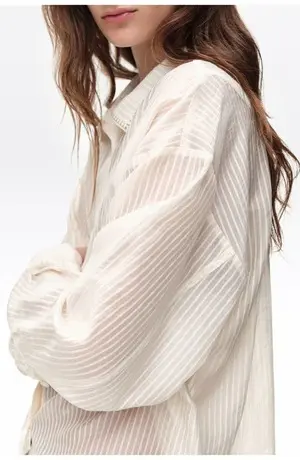 Bimba Y Lola Striped Band Collar Shirt