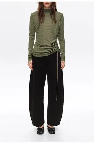 Bimba Y Lola Striped Ruched Fluid T-shirt