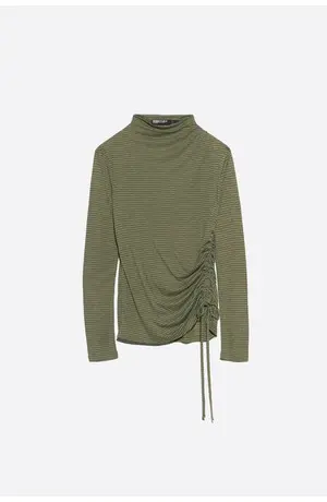 Bimba Y Lola Striped Ruched Fluid T-shirt