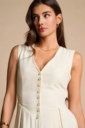 Coolibar Monroe 2.0 Midi Dress - Vanilla