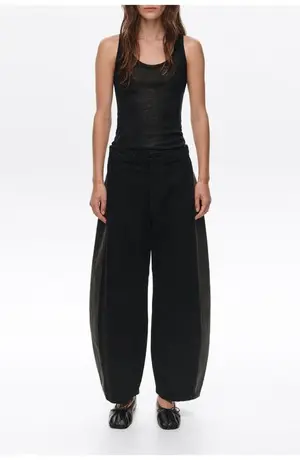 Bimba Y Lola Two-tone Adjustable Waist Denim Trousers - Black