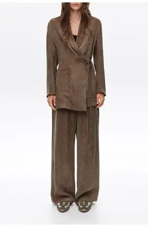 Bimba Y Lola Fluid Wrap Jacket With Tie Waist