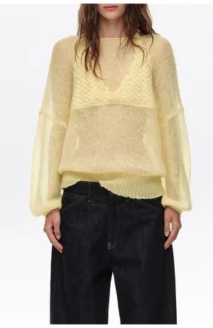 Bimba Y Lola Mohair Sweater With Overlay Top - Light Yellow