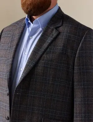 OAK HILL PREMIUM BY DXL Big & Tall Washed Plaid Sport Coat