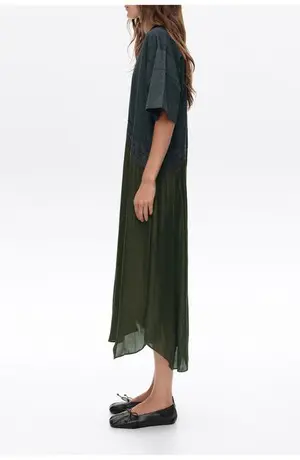 Bimba Y Lola Asymmetric Lace Overlay Midi Dress