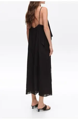 Bimba Y Lola Flowy Layered Midi Dress With Lace Trim