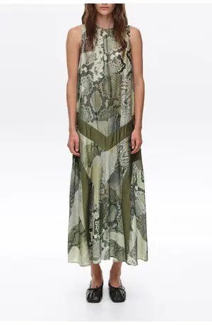 Bimba Y Lola Snake Patchwork A-line Midi Dress