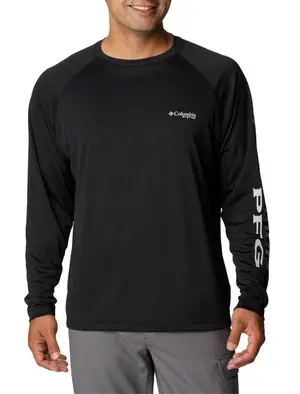Columbia Big & Tall Terminal Tackle Long-sleeve Pfg T-shirt - Black
