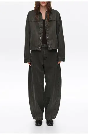 Bimba Y Lola Striped Oversize Denim Jacket - Washed Brown