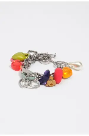 Bimba Y Lola Heart Multicharm Bracelet - Dark Silver
