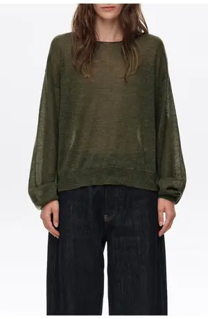 Bimba Y Lola Wool Blend Crew Neck Sweater - Khaki