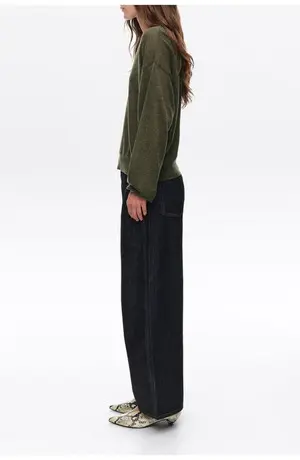 Bimba Y Lola Wool Blend Crew Neck Sweater - Khaki