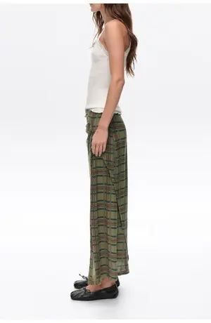 Bimba Y Lola Checked Gathered Fluid Midi Skirt