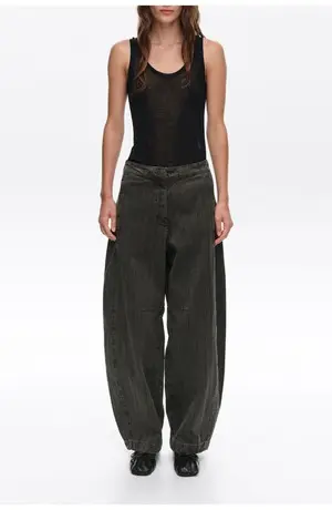 Bimba Y Lola Barrel Cut Striped Denim Trousers