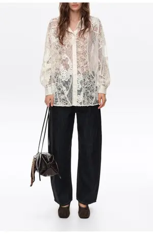 Bimba Y Lola Oversize Lace Patchwork Shirt