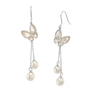 The Pearl Source White Freshwater Pearl Gaia Earrings - Sterling Silver
