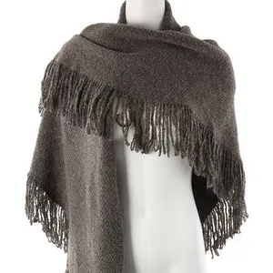 Rebecca Minkoff Knitted Triangle Scarf Wrap With Fringe - Heather