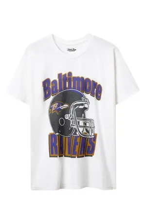 Junk Food Baltimore Ravens Throwback Helmet Cotton Graphic T-shirt - White