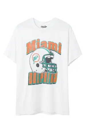 Junk Food Miami Dolphins Throwback Helmet Cotton Graphic T-shirt - White
