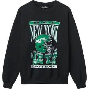Junk Food New York Jets Helmet Flea Market Crewneck Sweatshirt - Black