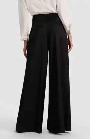Alice + Olivia Benson Ultra High Waist Pleated Wide Leg Wool Blend Trousers