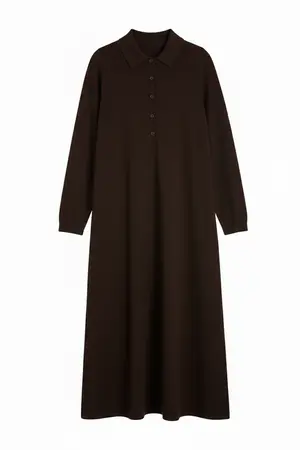 Chinti & Parker Wool-cashmere A-line Polo Dress - Chocolate