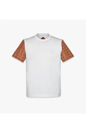Mcm Logo T-shirt In Cotton And Monogram Econyl - White