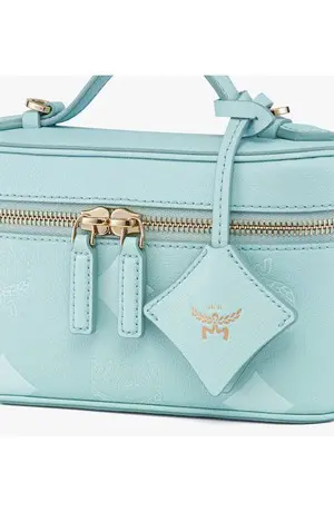 Mcm Mini Aren Vanity Case In Visetos - Green