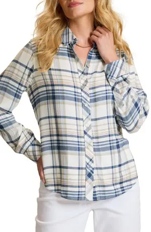 Tommy Bahama Alma Mar Plaid Flannel Shirt - Ocean Clouds