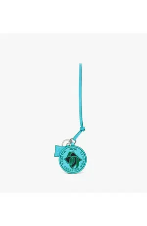 Mcm M50 Logo Charm In Visetos Leather Mix - Blue