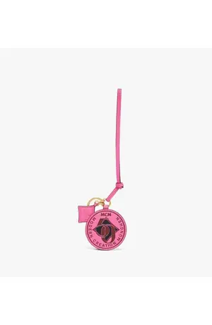 Mcm M50 Logo Charm In Visetos Leather Mix - Pink