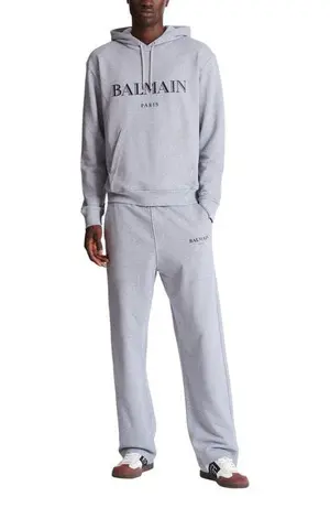 Balmain Printed Hoodie - Grey