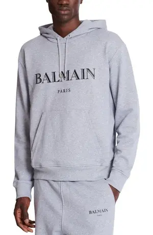 Balmain Printed Hoodie - Grey