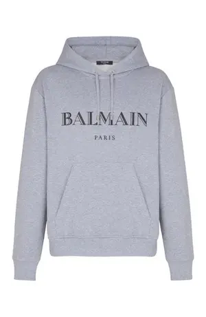 Balmain Printed Hoodie - Grey