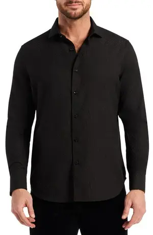 Robert Graham Devonshire Long Sleeve Button Front Shirt - Black