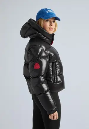 JACK1T High Collar Puffer Jacket - Black/pink