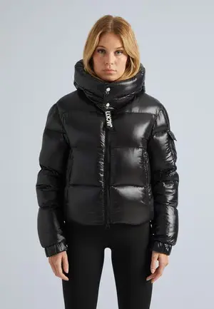 JACK1T High Collar Puffer Jacket - Black/stone