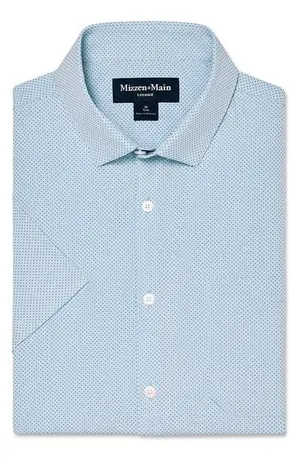 Mizzen+main Leeward Short Sleeve Performance Button-up Shirt - Cloud Blue Tonal Micro Dot