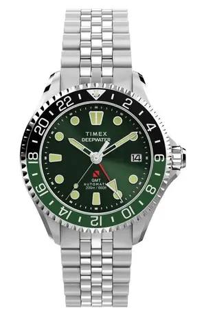 Timex® Deepwater Meridian 200 Gmt Automatic Bracelet Watch - Silver-tone