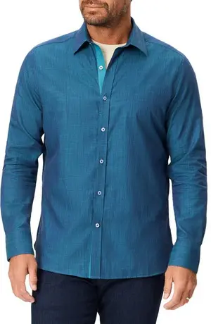 Robert Graham Kerrington Cotton Button Up Shirt - Turquoise