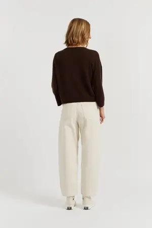 Chinti & Parker Cloud Cashmere Cropped Sleeve Sweater - Chocolate