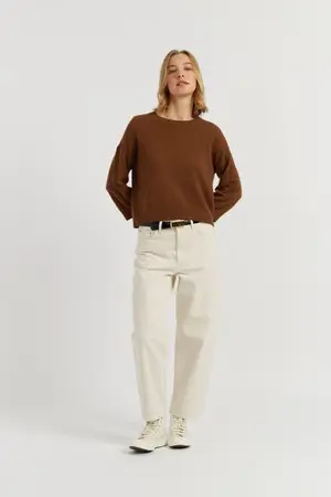 Chinti & Parker Cloud Cashmere Cropped Sleeve Sweater - Toffee