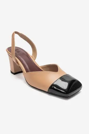 PROLOGUE SHOES Maruelle Block Heel Slingback Pump Cream