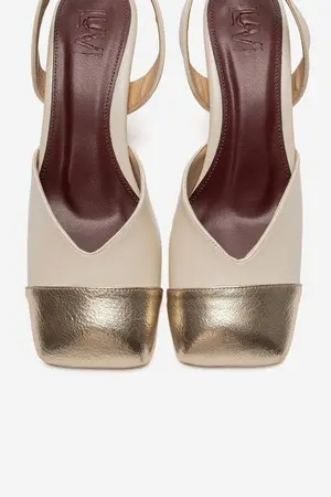 PROLOGUE SHOES Maruelle Block Heel Slingback Pumps - Ecru