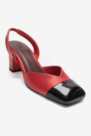PROLOGUE SHOES Maruelle Block Heel Slingback Pump Red