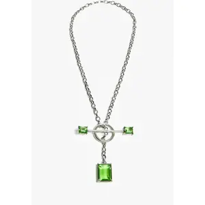 VESPER OBSCURA Gem Drop Toggle Necklace - Silver
