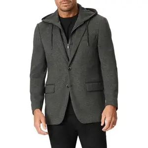 Robert Graham Voyager Knit Sport Coat With Removable Hooded Bib - Grey