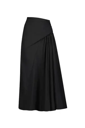Lela Rose Cotton Poplin Draped Bubble Skirt - Black
