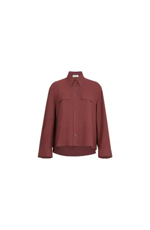 Brunello Cucinelli Virgin Wool Fluid Twill Cropped Shirt