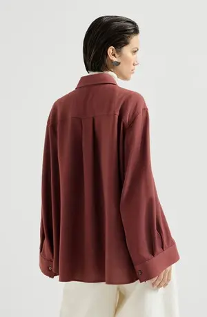 Brunello Cucinelli Virgin Wool Fluid Twill Cropped Shirt